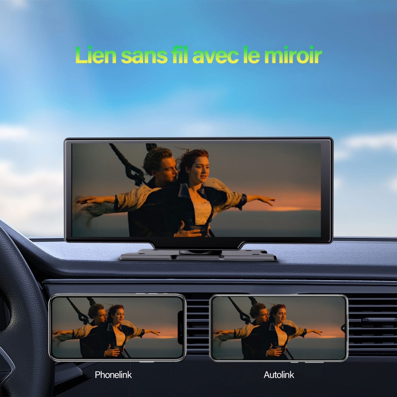 Écran tactile portable 10" CarPlay & Android Auto avec Dashcam 4K ...